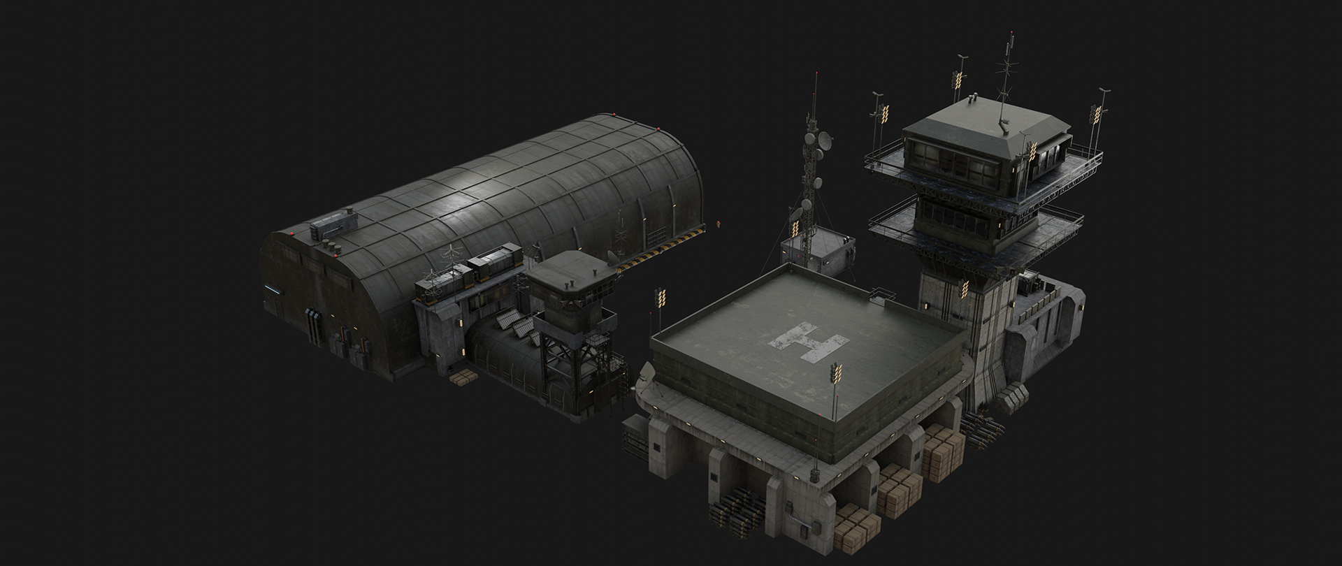 Grid Armada Military Base - Military Structures Kitbash Greeble Assets ...