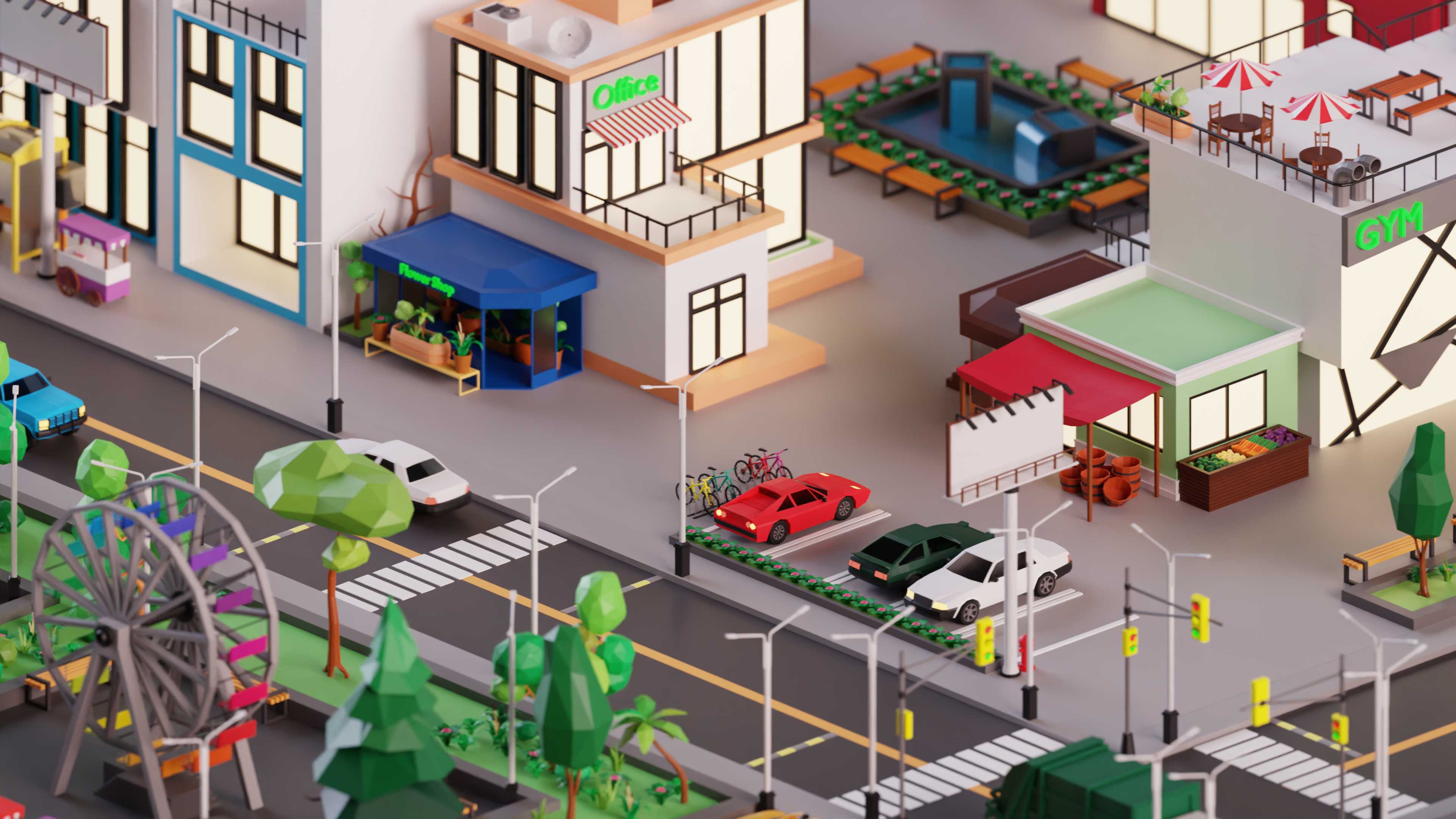 Low Poly City Asset Library Kitbash (+300 Objects) | BlenderNation Bazaar