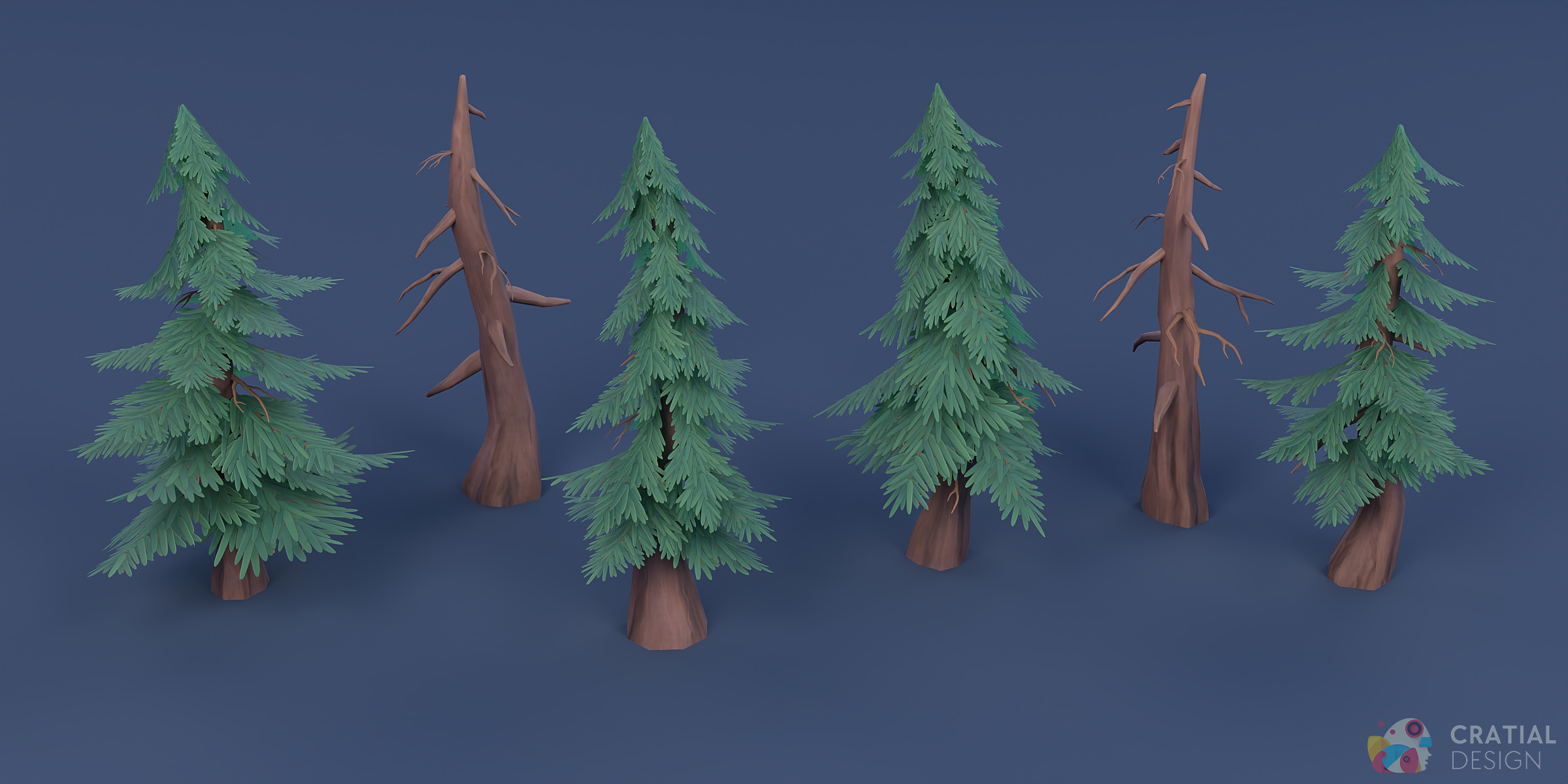 Stylized Pine Forest Nature Kit - Blender Market