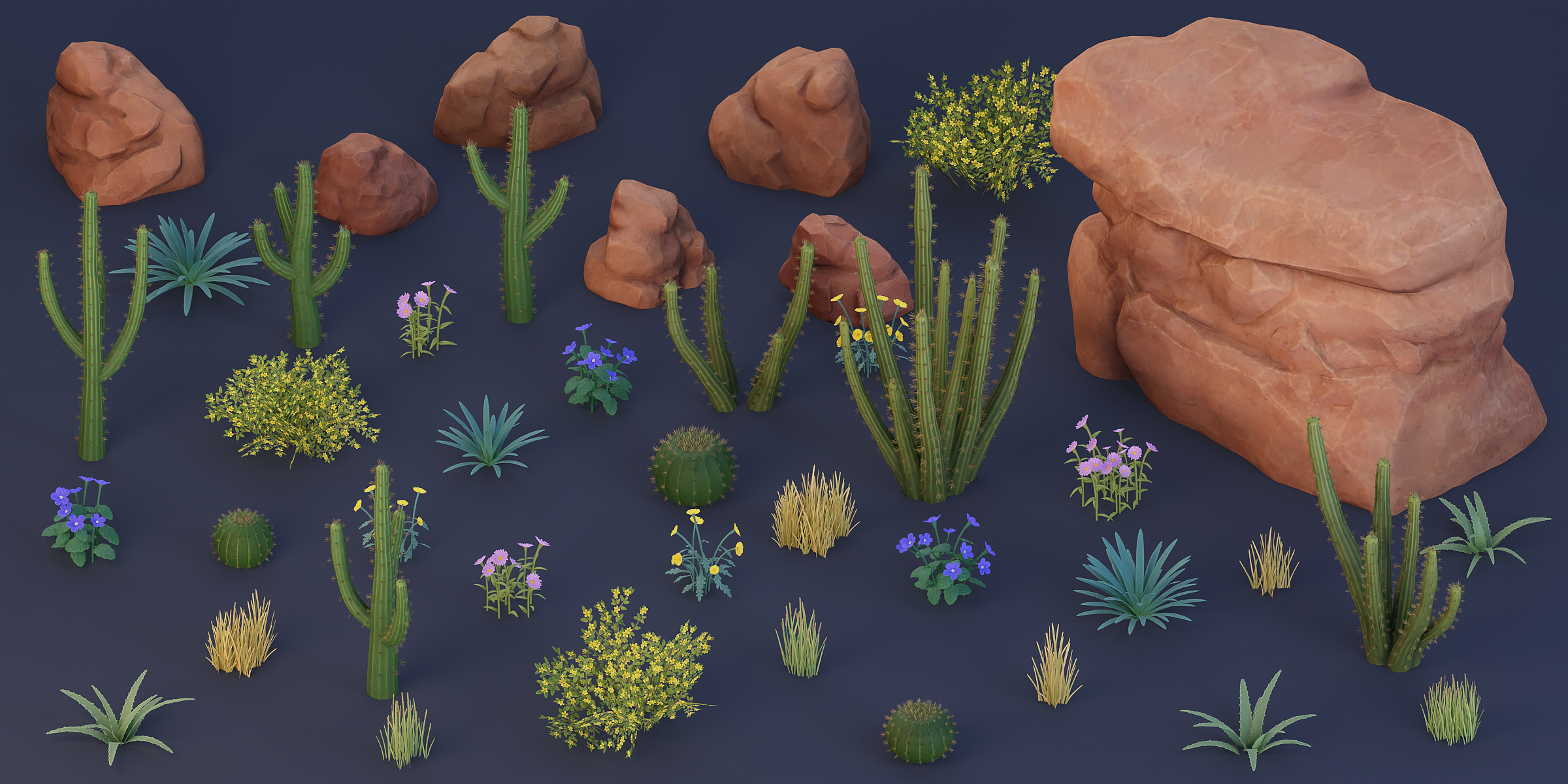 Stylized Desert Nature Kit - Blender Market