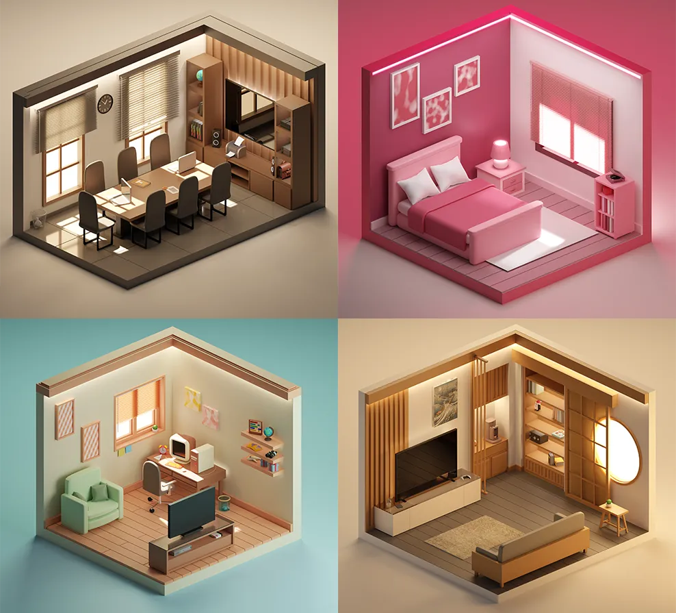 ROOMZ - Various 3D rooms with 3D objects - Blender Market