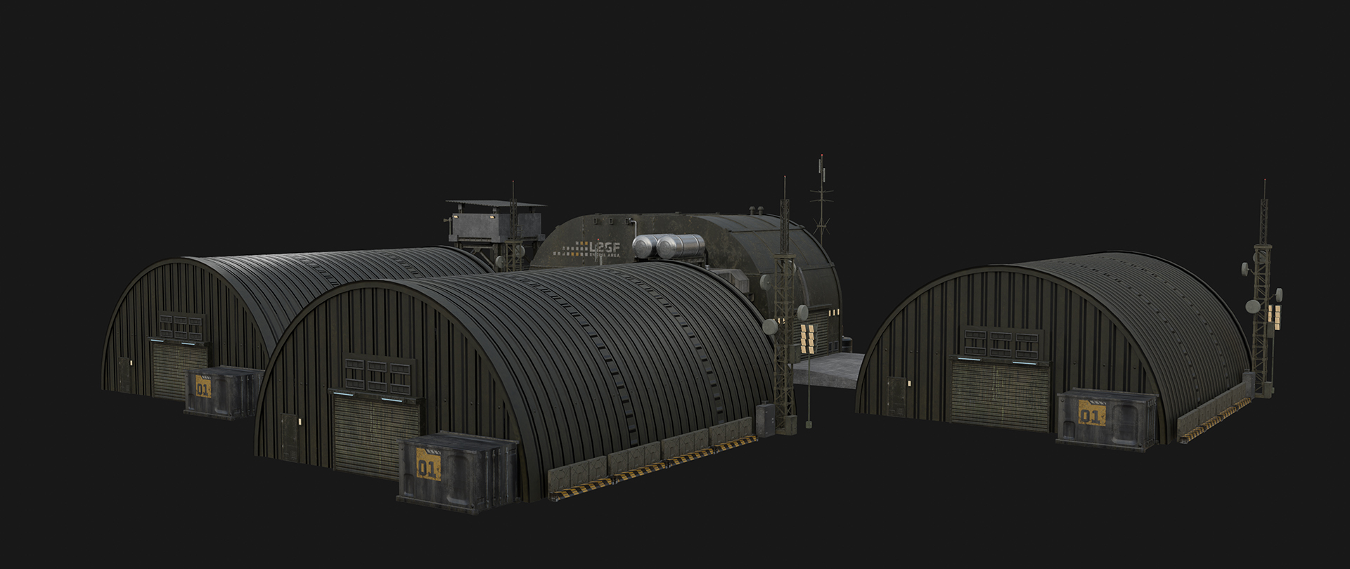 Grid Armada Military Base - Military Structures Kitbash Greeble Assets ...